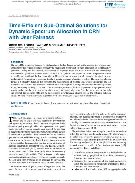 Pdf Time Efficient Sub Optimal Solutions For Dynamic Spectrum Allocation In Crn With User Fairness