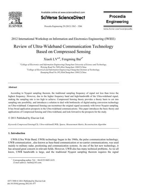 Pdf Review Of Ultra Wideband Communication Technology Based On Compressed Sensing Dokumen Tips