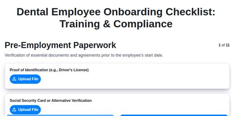 Dental Employee Onboarding Checklist Training And Compliance Template