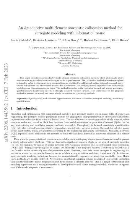 PDF An Hp Adaptive Multi Element Stochastic Collocation Method For Surrogate Modeling With
