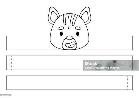 인쇄 가능한 하이에나 종이 크라운 Diy는 생일 크리스마스 베이비 샤워를위한 파티 리본 템플릿을 잘라냅니다 엔터테인먼트를위한 재미있는 액세서리 인쇄 색상 컷 및 접착제 벡터