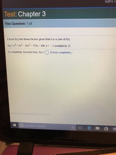 Solved Factor F X Into Linear Factors Given That K Is A Chegg