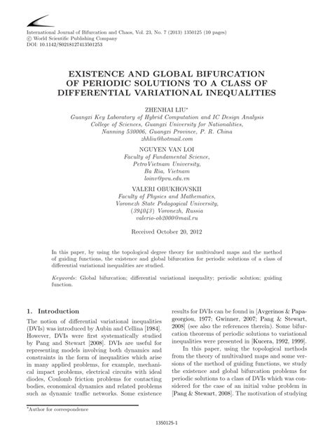 Pdf Existence And Global Bifurcation Of Periodic Solutions To A Class