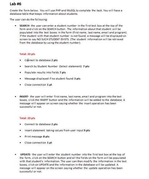 Solved Create The Form Below You Will Use Php And Mysql To Chegg