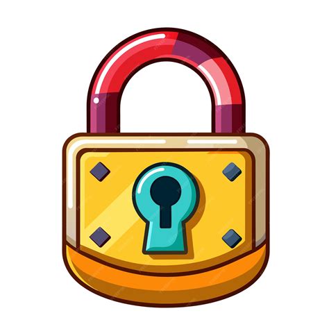 Premium Vector Metal Lock Cartoon Style On White Background