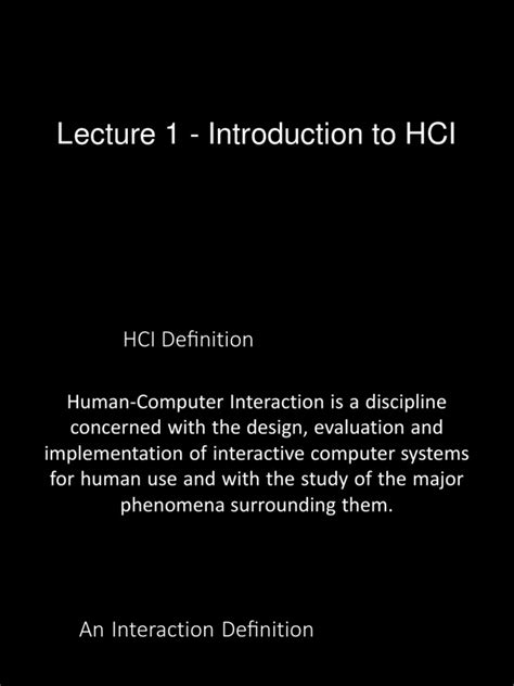 Lecture 1 Introduction To Hci Pdf Humancomputer Interaction