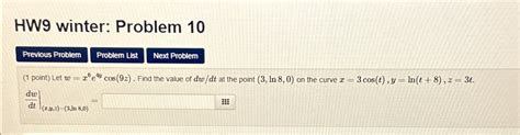 Solved HW9 Winter Problem 10 1 Point Let Chegg Com