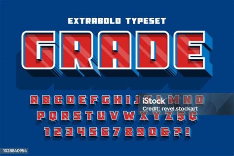 Extrabold 3d 표시 글꼴 디자인 알파벳 문자 및 숫자 컴퓨터 글자에 대한 스톡 벡터 아트 및 기타 이미지 컴퓨터