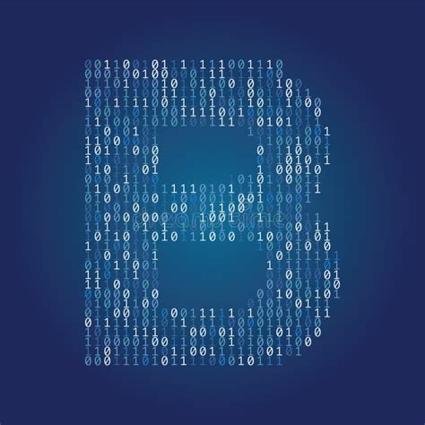 Letter B Font Made From Binary Code Digits On A Dark Blue Background Stock Vector Illustration