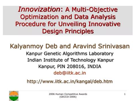 ppt innovization a multi objective optimization and data analysis