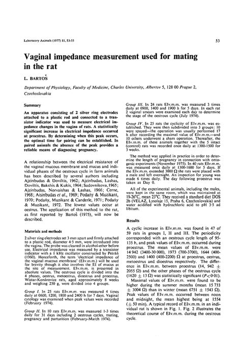 Pdf Vaginal Impedance Measurement Used For Mating In The Rat