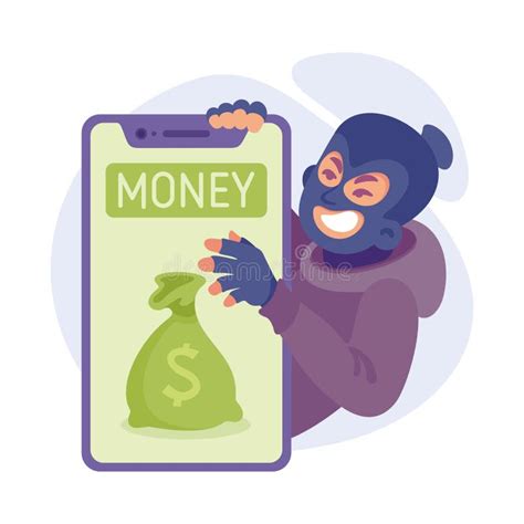 Cyber Swindler Man In Mask Hacking Internet Steal Money Vector Illustration Stock Vector