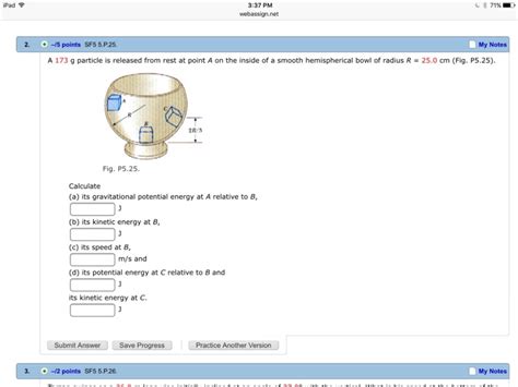 solved a 173 g particle is released from rest at point a on