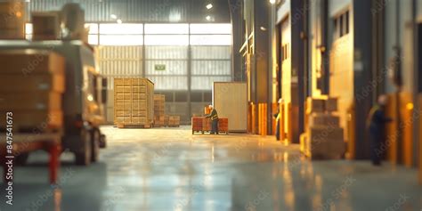 Warehouse Workers Loading Dock Busy Blurred Background Image Of Warehouse Workers Loading And