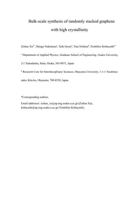 Pdf Bulk Scale Synthesis Of Randomly Stacked Graphene With High Crystallinity