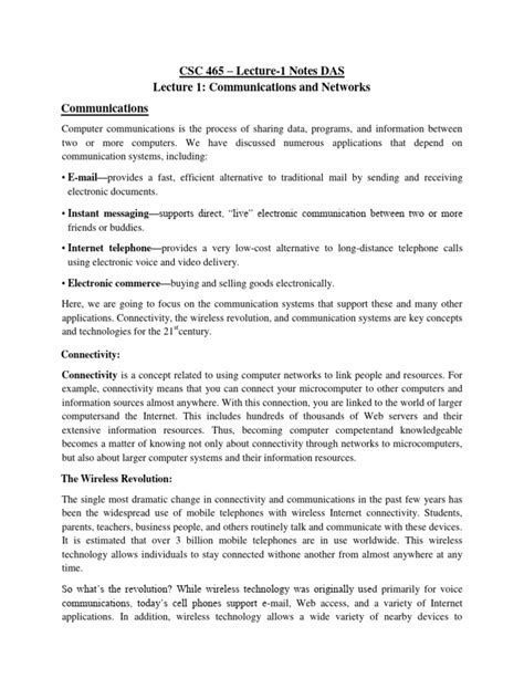 Csc 465 Lecture 1 Notes Das Pdf Computer Network Modem
