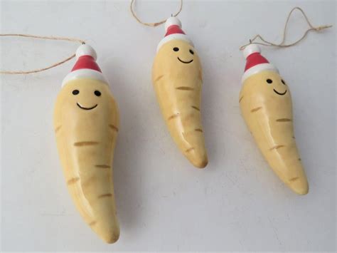 Parsnips Ceramic Hanging Christmas Tree Decorations Set Of 3