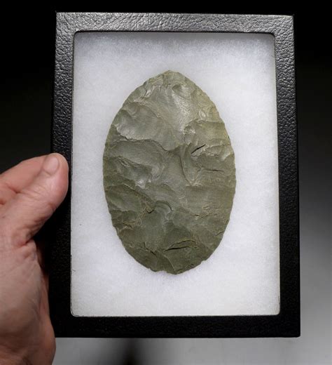 Museum Class Large Banded Green Jasper Prestige Ovate Biface From The