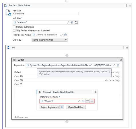 uipath multi flow different selection by existing file name