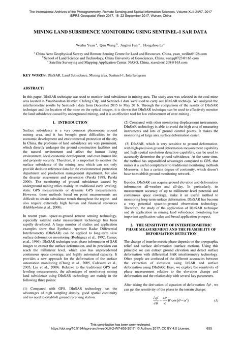 pdf mining land subsidence monitoring using sentinel 1 sar data