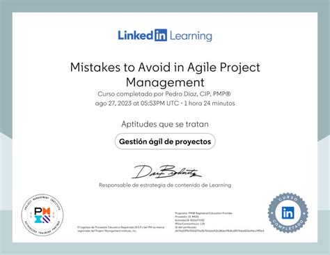 pedro díaz cip pmp® on linkedin certificate of completion