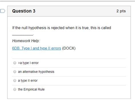 solved d question 3 2 pts if the null hypothesis is rejected
