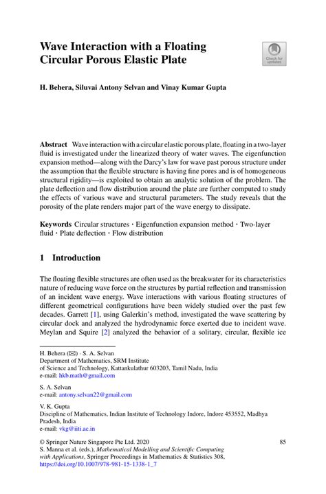 Pdf Wave Interaction With A Floating Circular Porous Elastic Plate