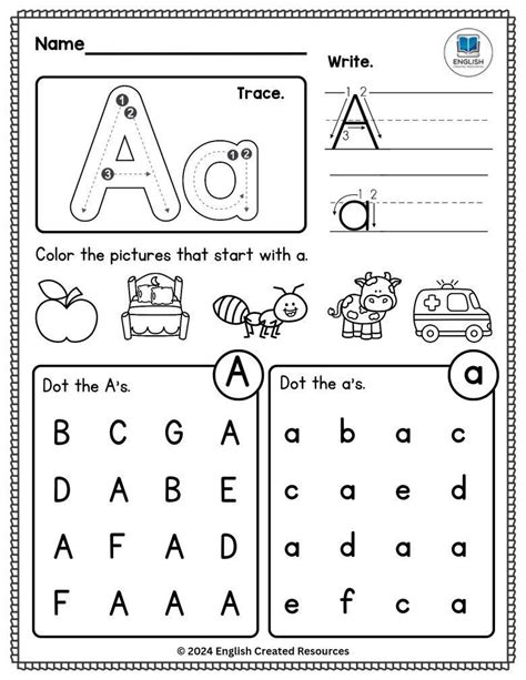 Letter A Worksheet Preschool