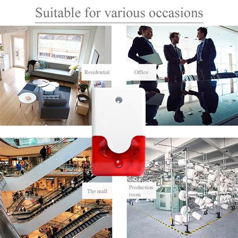 Mini Strobe Siren Sound Light Alarm Wired Sound Light Alarm 103 Speaker 12V Anti Theft Alarm