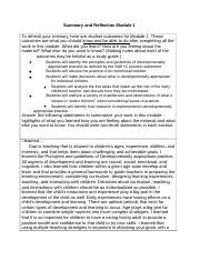 Summary And Reflection Module Docx Summary And Reflection Module To Refresh Your Memory