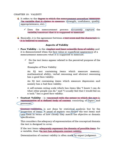10 Validity Pdf Validity Statistics Psychological Concepts