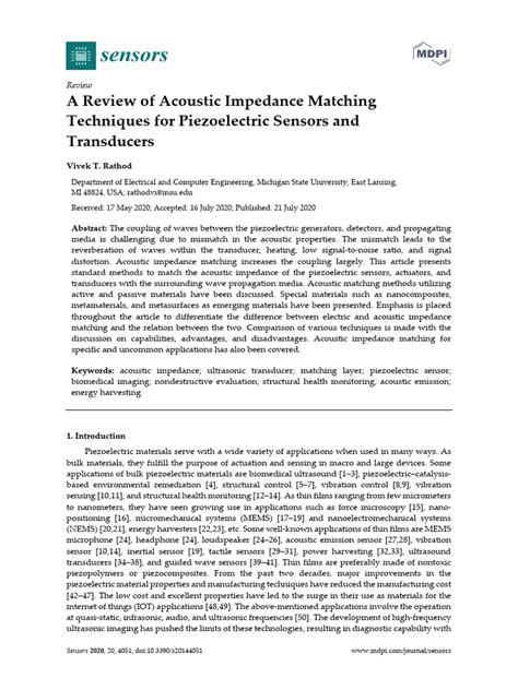 2021 A Review Of Acoustic Impedance Matching Techniques Pdf