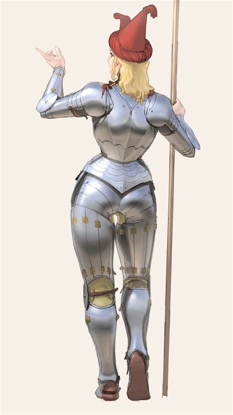 Wass Nonnam Original Absurdres Highres 1girl Armor Ass Blonde Hair Female Knight Grey