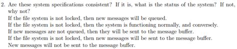 solved 2 are these system specifications consistent if it