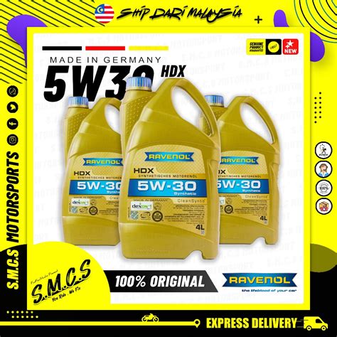RAVENOL HDX SAE 5W-30 CleanSynto® [4L] Synthetic Engine Oil 100 ...