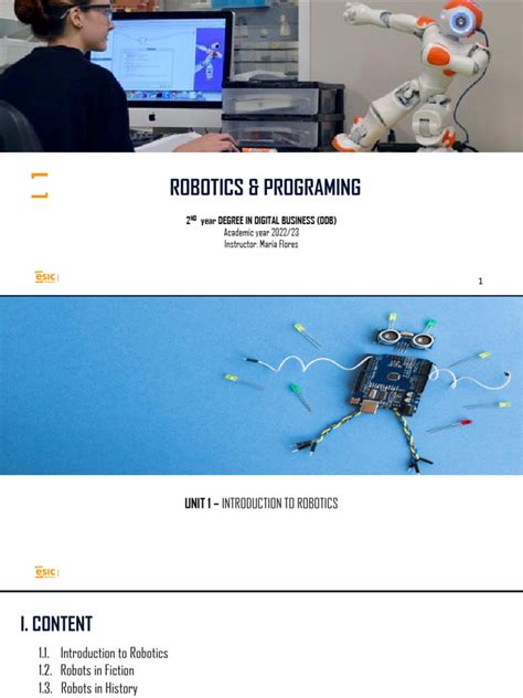 unit1 introduction to robotics part i pdf robot robotics