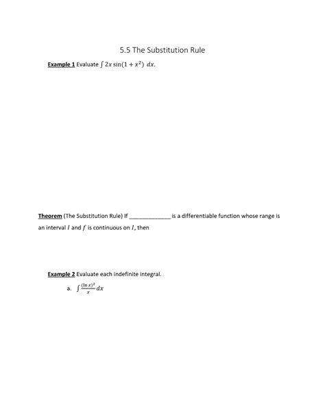 5 5 The Substitution Rule 5 5 The Substitution Rule Example 1