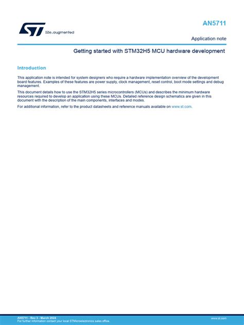 an5711 getting started with stm32h5 mcu hardware development