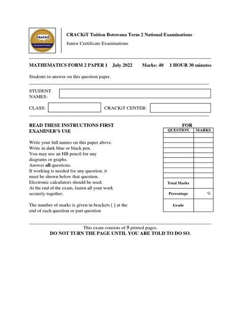 Form 2 Maths Paper 1 Pdf Multiplication Numbers