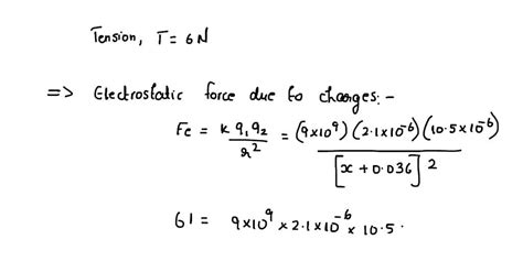 solved two charges are attached to a post by string the charges are