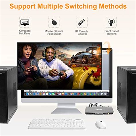 TESmart HDMI 4K 60Hz Ultra HD 2x1 HDMI KVM Switch 3840x2160 60Hz 4 4 4 With 2 Pcs 5ft KVM Cables