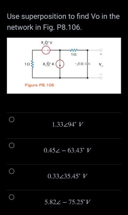 solved use superposition to find vo in the network in fig