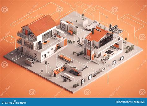 Smart Home With A Variety Of Connected Devices And Sensors Monitoring