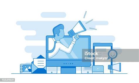 디지털 마케팅 개요 개념입니다 평면 벡터 일러스트입니다 0명에 대한 스톡 벡터 아트 및 기타 이미지 0명 광고 기민 Istock