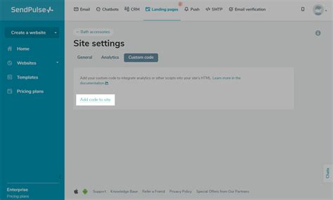 Add Custom Code To Your Site SendPulse