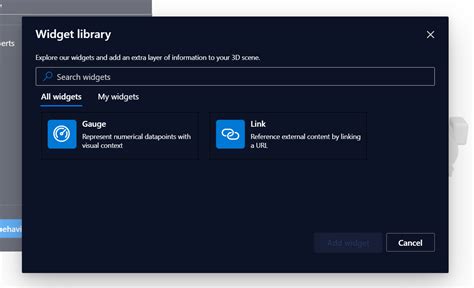 widget library dialog uses clickable divs instead of buttons · issue