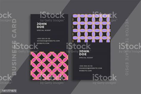 트렌디 한 추상 명함 수직 어두운 템플릿 현대적인 최소한의 기하학적 패턴으로 기업 문구 모형 샘플 텍스트가있는 깨끗하고 간단한 벡터 편집 가능한 배경 Eps10 0명에 대한