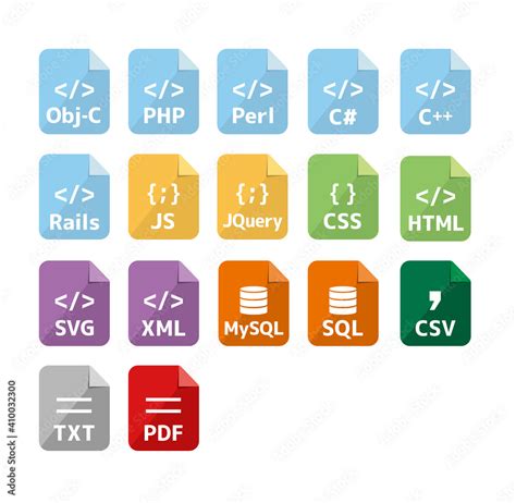 Major Programming Languages And File Formats Vector Icon Illustration