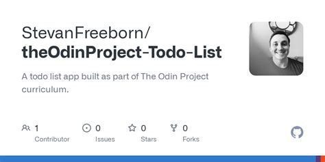 GitHub StevanFreeborn TheOdinProject Todo List A Todo List App Built As Part Of The Odin