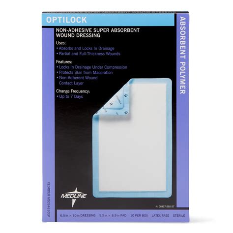 Medline Optilock Absorbent Polymer Dressing 65x10 10ct
